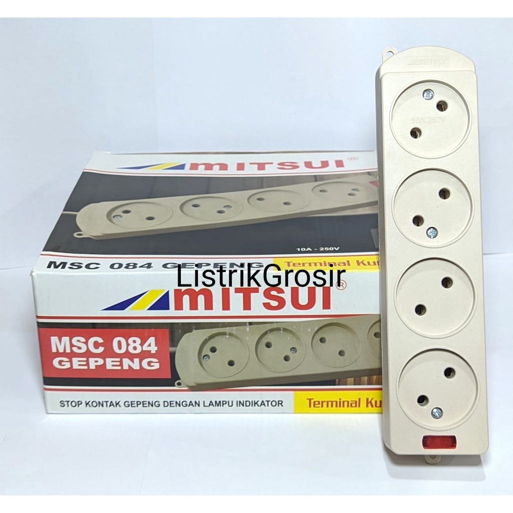 Jual MITSUI Terminal Stop Kontak Gepeng 1 2 3 4 Lubang Pipih + Indikator SNI | Shopee Indonesia