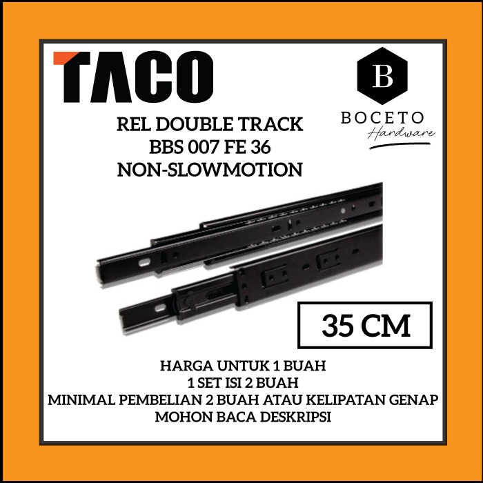 Jual Rel Laci TACO Double Track Full Extension 36 - BBS 007 FE - 35 CM ...
