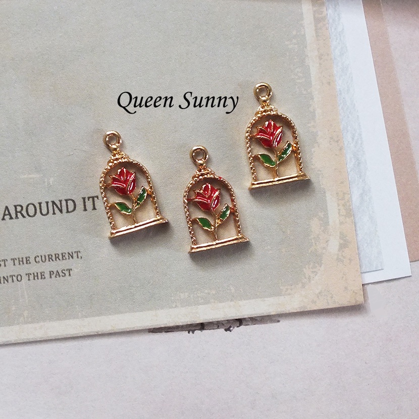 Jual Charm Enamel Bunga Mawar Rose Korean Charm Pendant Bandul Manik ...