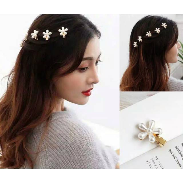 Jual Jepitan Korea Bunga Mutiara Rose Flower Pearl Korean Hairpin Jepit ...