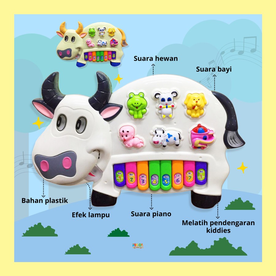 Jual Mainan Anak Edukasi Suara Binatang Animal Farm Cow Piano - 6600 ...