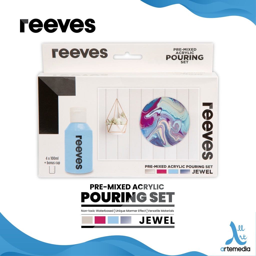 Jual Reeves Pre Mixed Acrylic Pouring Paint Jewel Color Set | Shopee ...