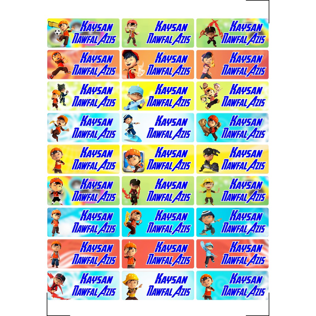 Jual Stiker label nama karakter BOBOIBOY | Shopee Indonesia