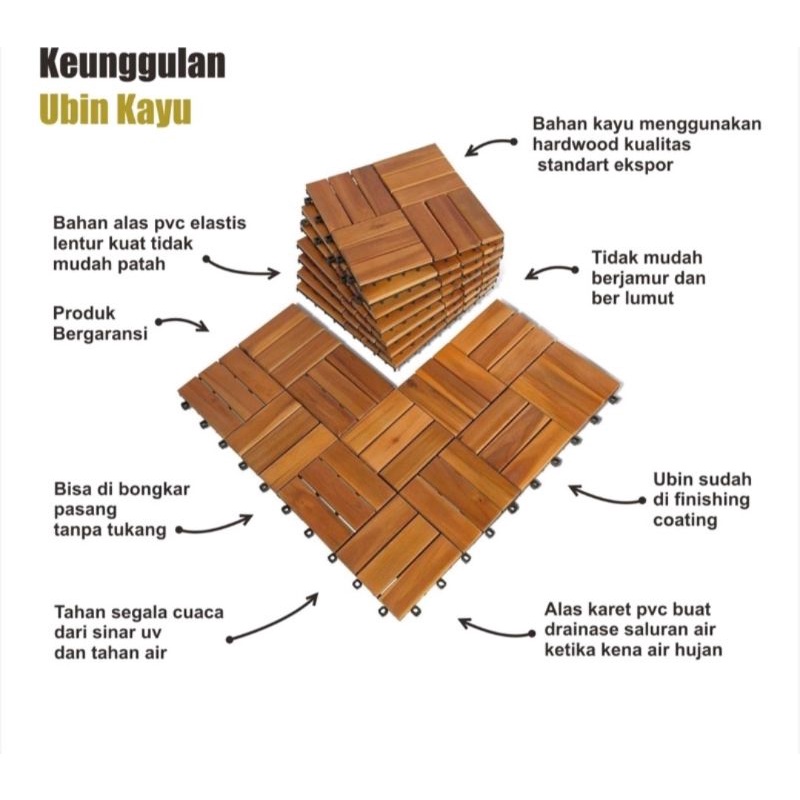 Jual ubin lantai kayu jati floring bongkar pasang | Shopee Indonesia