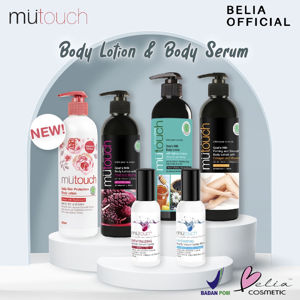 Jual MuTouch Goat's Milk Body Lotion 400ml & Whitening Body Serum Spray ...