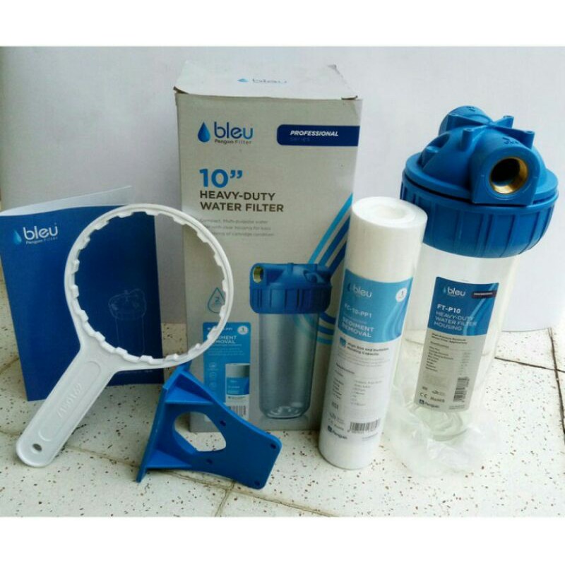 Jual water filter profesional drat kuningan paket housing 10" plud ...