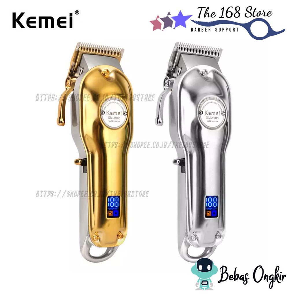 Jual Alat Mesin Cukur Rambut Kemei 1986 Hair Clipper Trimmer Electric Cordless Professional LCD ...