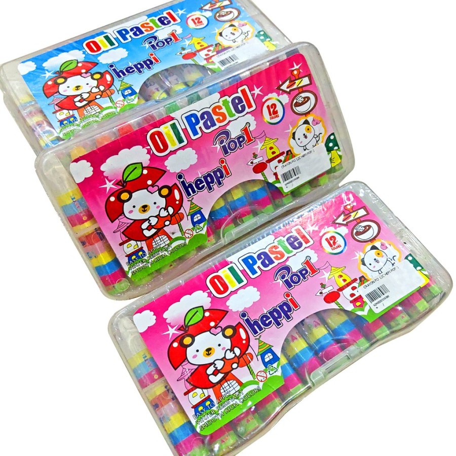 Jual CRAYON 12 WARNA HEPI POP 1 / Crayon Oil Pastel 12 Colours Pop1 ...