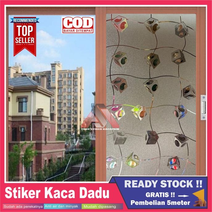 Jual NEW MOTIF Stiker kaca Jendela Motif Kotak Kubus Dadu Sticker Kaca ...