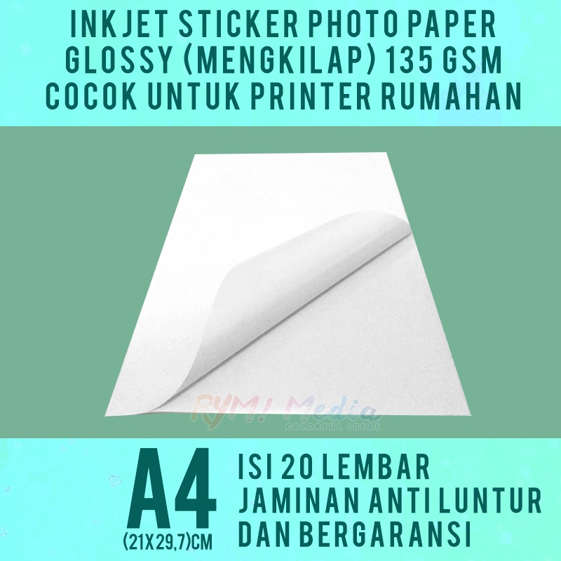 Jual INKJET STICKER Glossy A4 isi 20 / Kertas Stiker Foto Mengkilap ...
