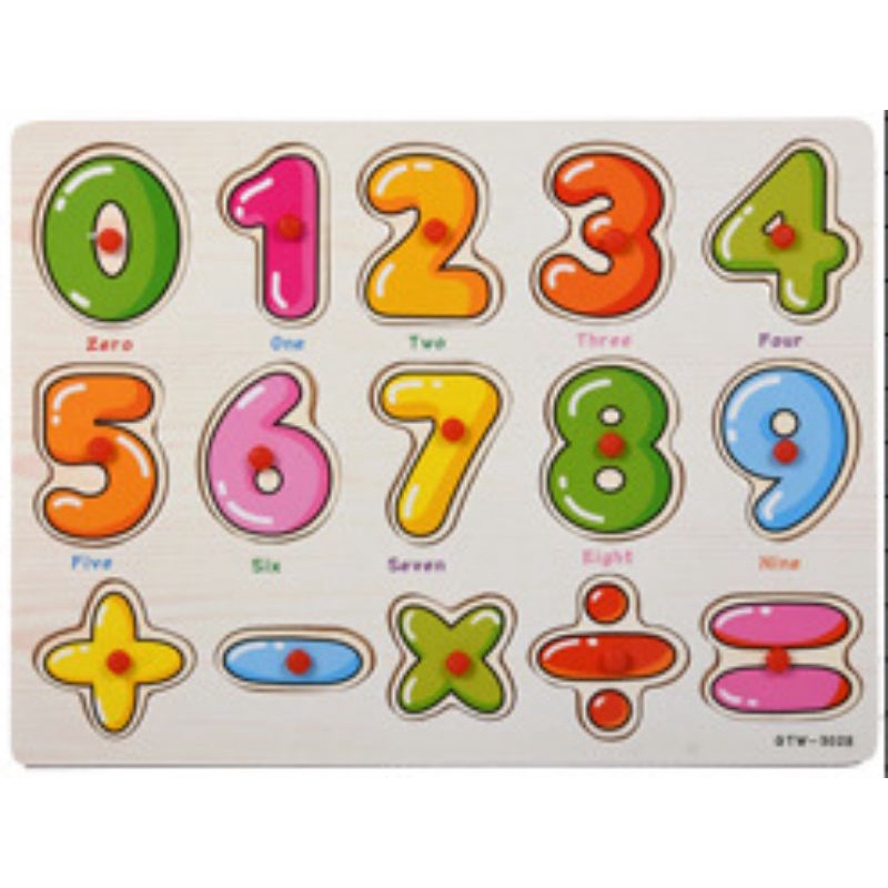 Jual Mainan Edukasi Puzzle Kayu Knob Huruf Alfabet - Angka - Bentuk ...
