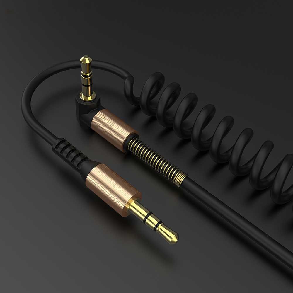 Jual Kabel Aux Audio 3,5mm male to male Stereo Spiral Lshape 1.5meter ...