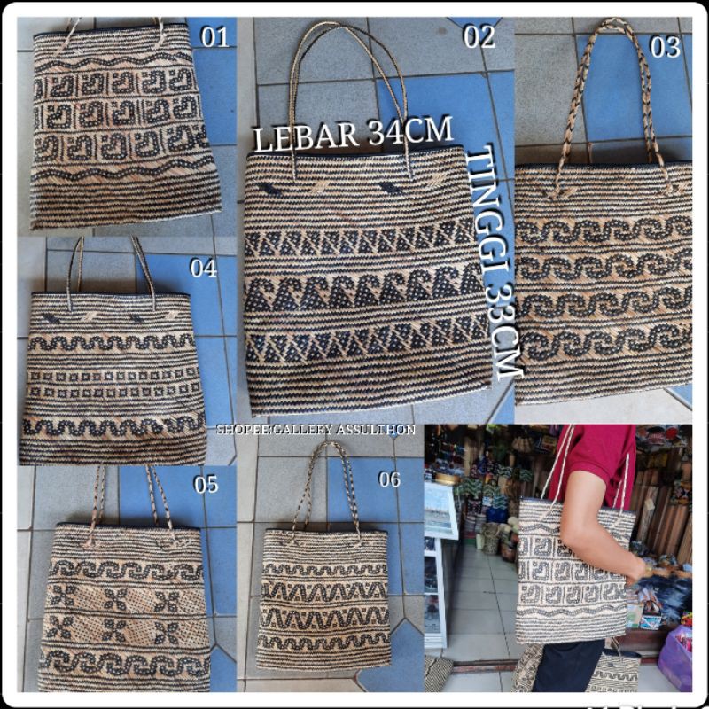 Jual Tas Tote Bag Tas Anyaman Rotan Handmade Lengkap Kain Puring Tas ...