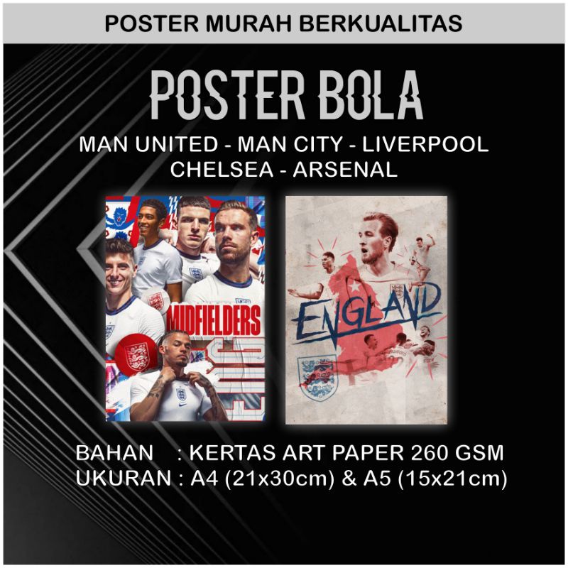 Jual Poster bola A4 & A5 (Isi 15 pcs)/ Poster Manchester United/ Poster ...