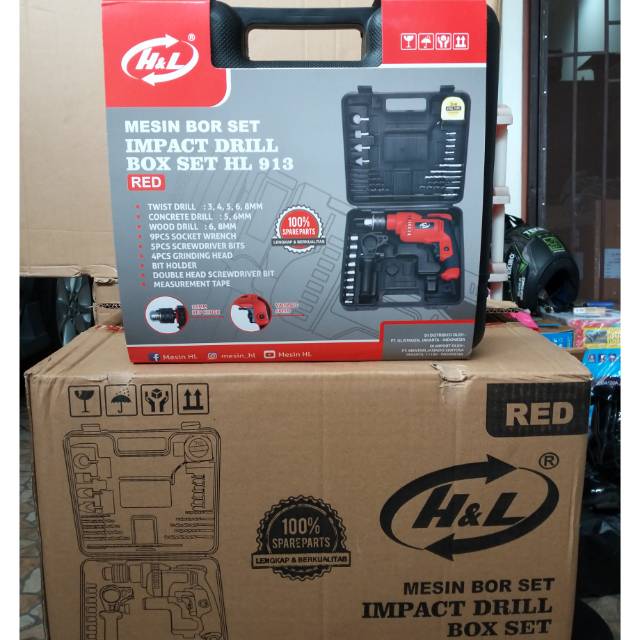 Jual IMPACT DRILL BOX SET HL 913 - MESIN BOR TEMBOK PLUS MATA BOR DAN ...