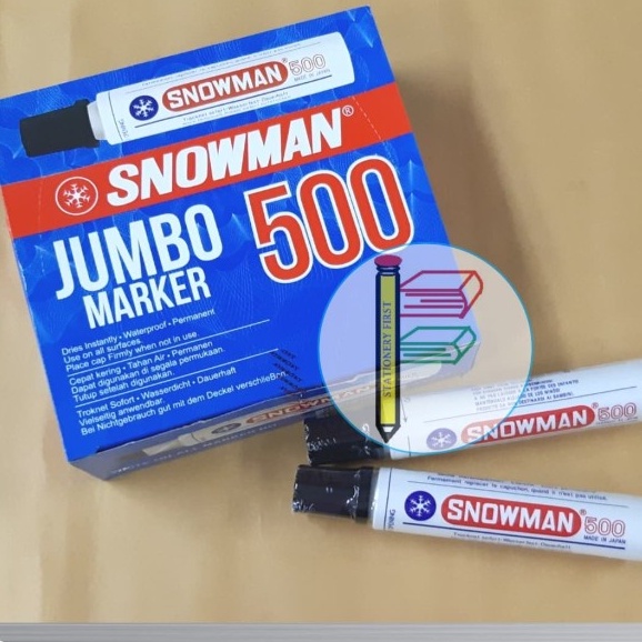 Jual Spidol Permanen Snowman Jumbo 500 Hitam Ecer Satuan | Shopee Indonesia