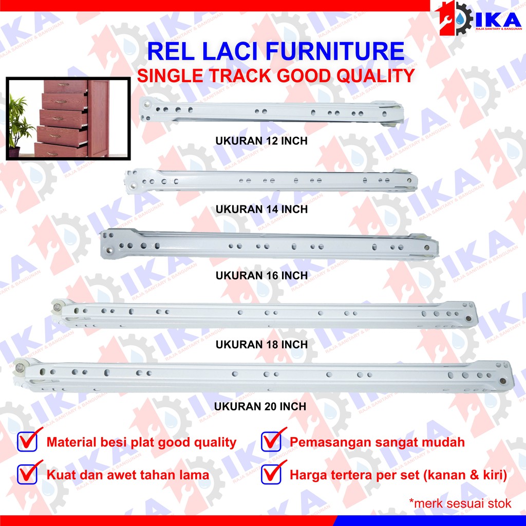 Jual Rel Laci 30 35 40 45 50 cm 1 set (2 pcs). Biasa Roda Singel Track ...