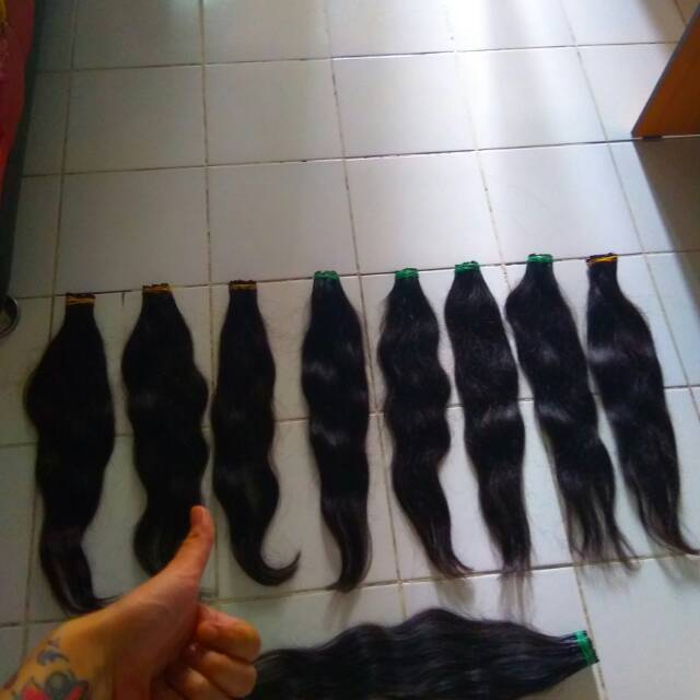Jual hair extension 55cm isi 60 helai rambut sambung asli | Shopee ...