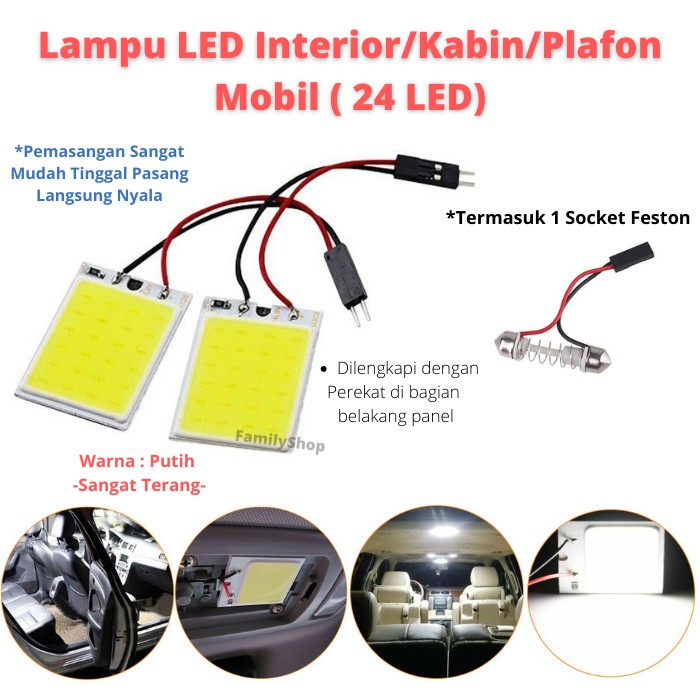 Jual Lampu LED Plafon / Kabin Mobil - 24 LED Panel - Feston - Putih ...
