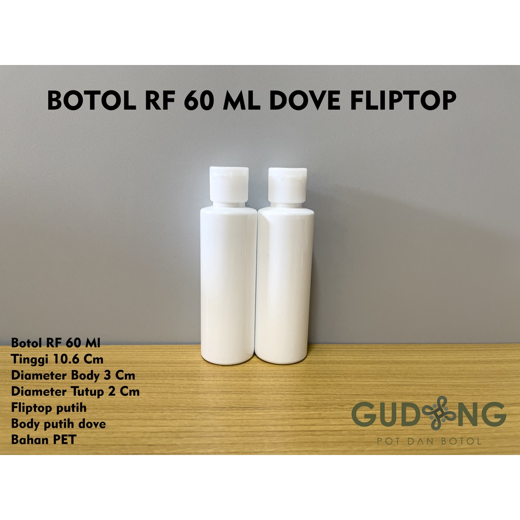 Jual BOTOL PET RF 60 ML PUTIH DOVE - TUTUP FLIPTOP PUTIH (KEMASAN 1KG ...