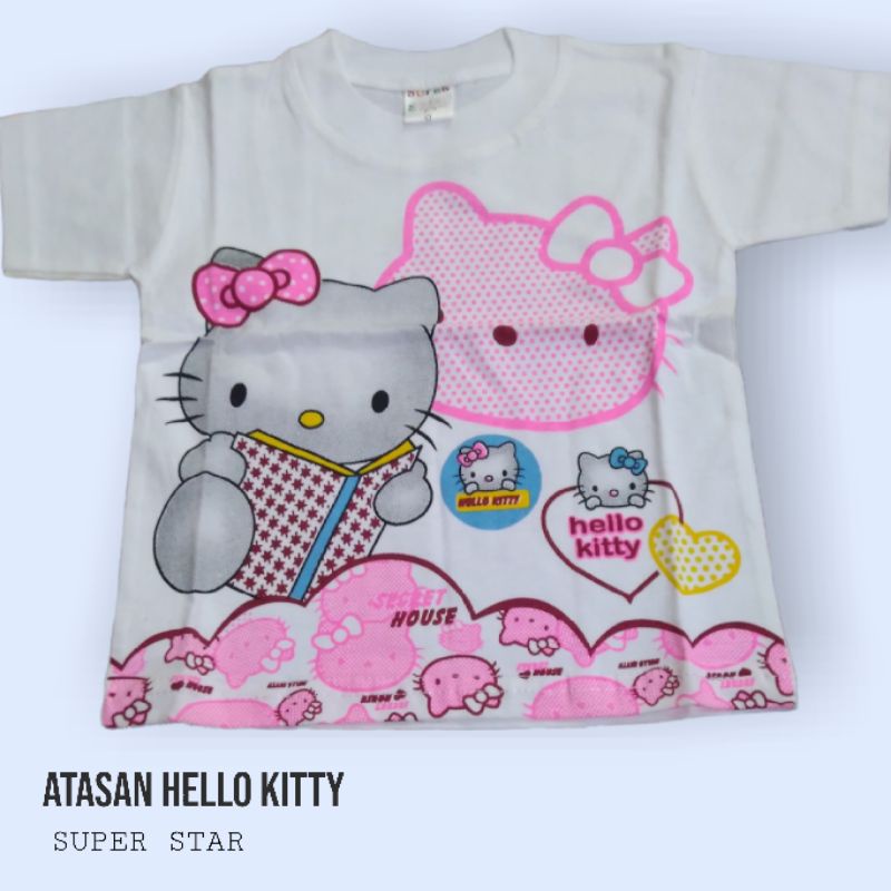 Jual Atasan Kaos Hello Kitty Super Star Katun || Anak 6 Bulan -1 tahun ...