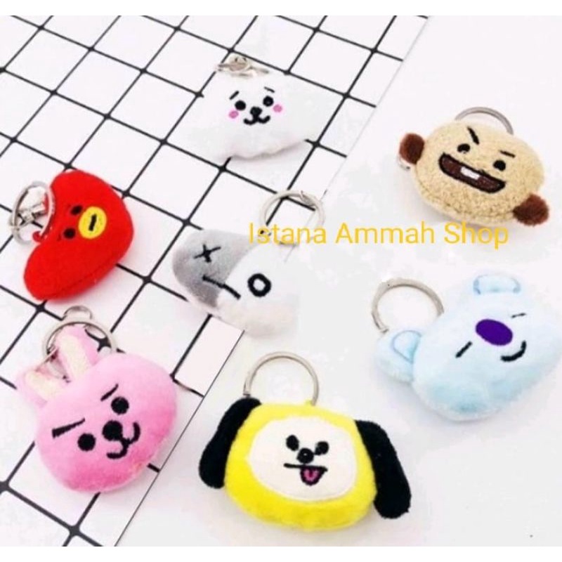 Jual Gantungan Kunci Boneka Karakter BTS || BT21 BTS Velboa Bordir ...
