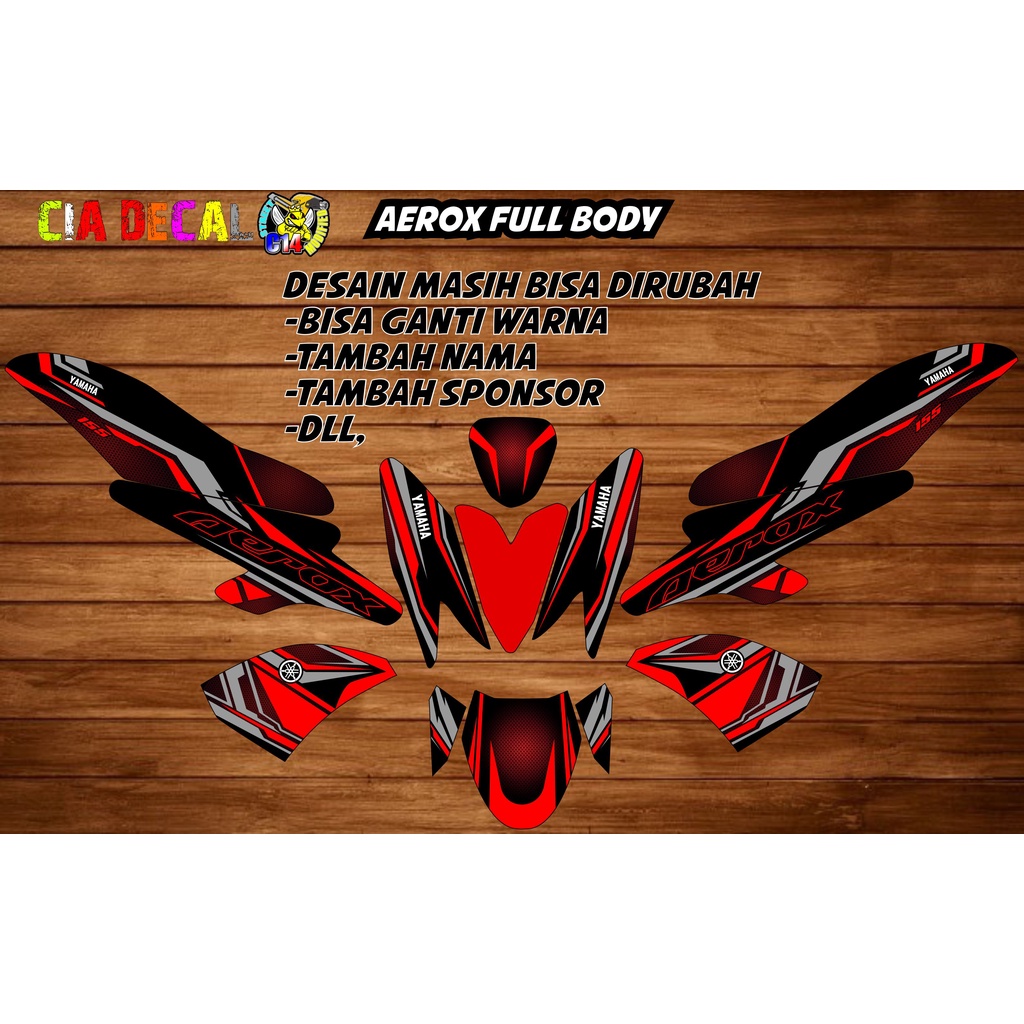 Jual stiker decal full body aerox lama grafis hitam merah | Shopee ...