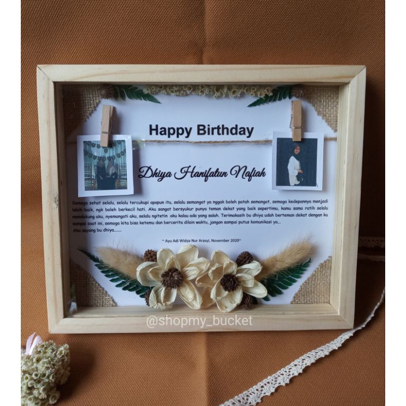 Jual Frame dry flower figura bunga 3D rustik 8R | gift kado hadiah ...