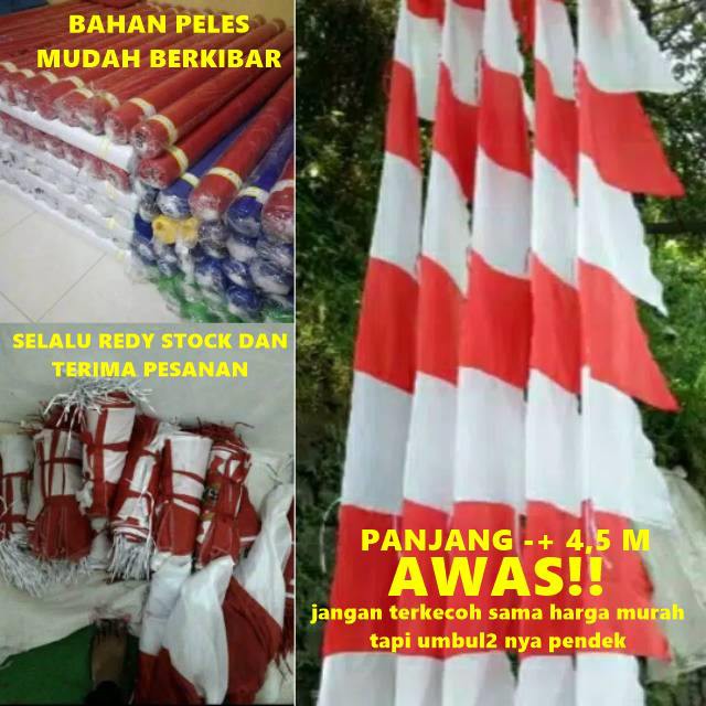 Jual UMBUL-UMBUL ZIG-ZAG MERAH PUTIH UKURAN -+(4M) | Shopee Indonesia