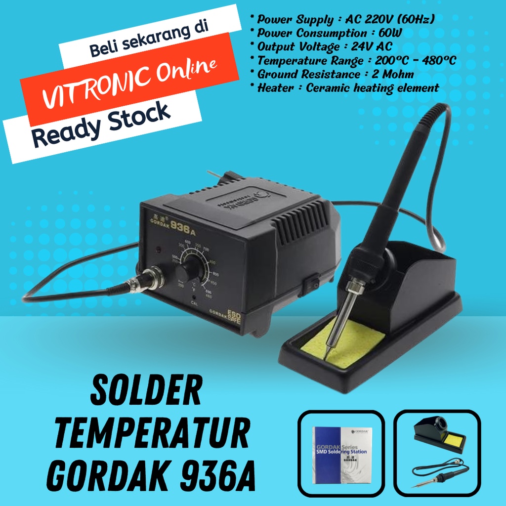 Jual Solder Temperatur Gordak 936a Soldering Station Temperature 936 Analog | Shopee Indonesia