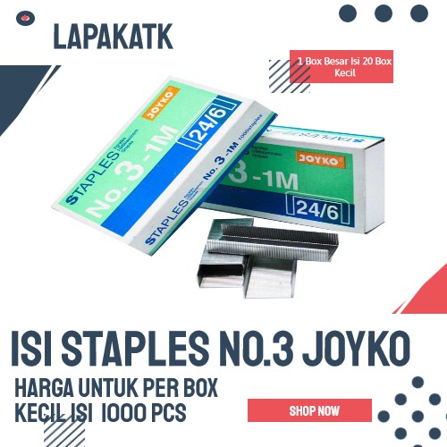 Jual ISI STAPLES BESAR JOYKO NO 3 / ISI STAPLES NO 3 JOYKO | Shopee ...