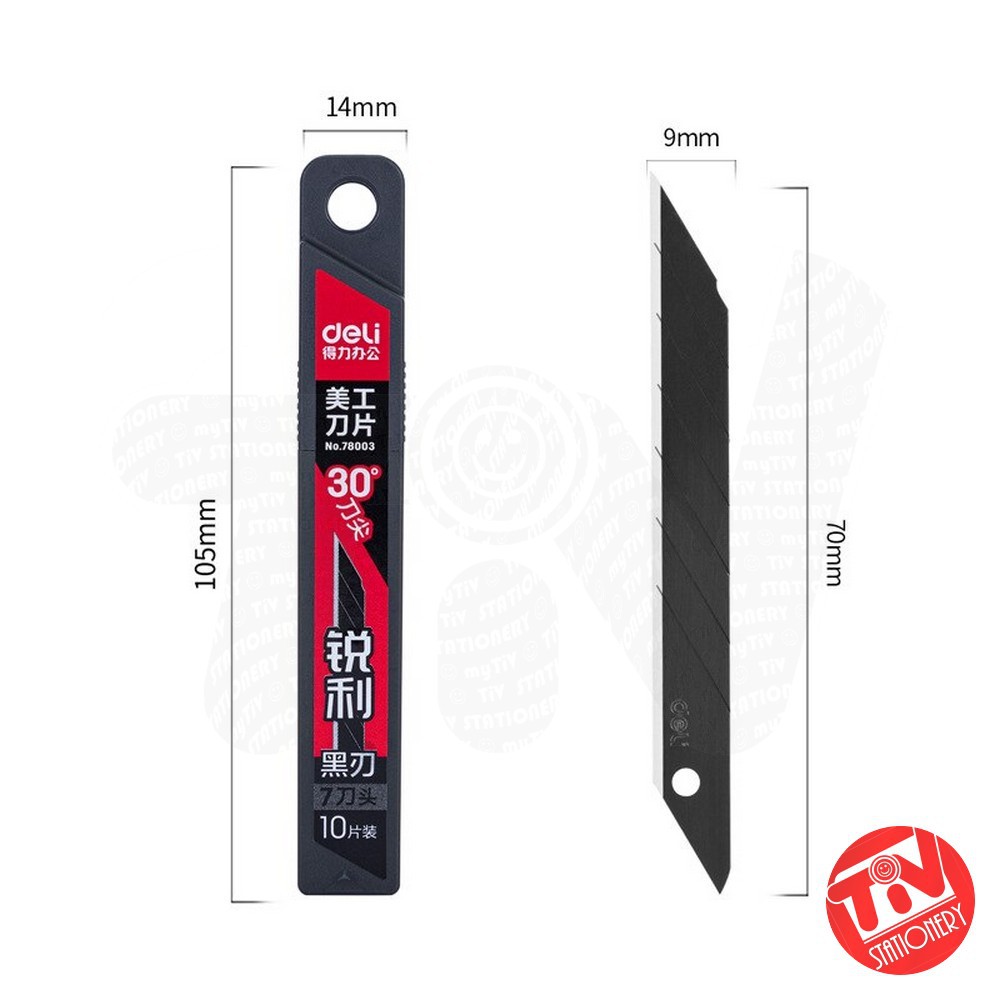 Jual Refill / Isi Cutter DELI Black Blade 30 Derajat (1 pack = 10 pcs ...