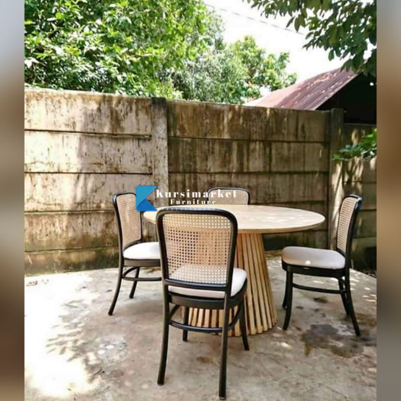 Jual ROUND DINING TABLE MEJA MAKAN BULAT JATI TERBARU KURSI DAN MEJA ...