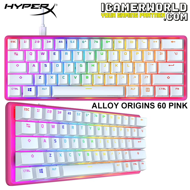 Jual HyperX Alloy Origins 60 Pink Mechanical Gaming Keyboard - 60% ...
