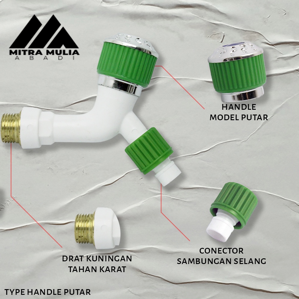 Jual kran tembok taman pvc drat kuningan 1/2 inch | kran taman drat ...