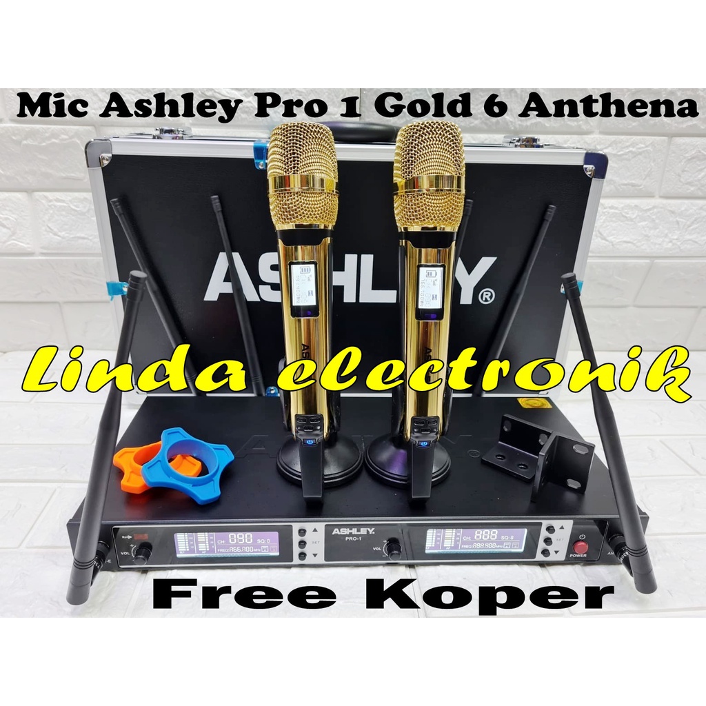 Jual mic wireless ashley pro 1 pro1 GOLD HANDLE ORIGINAL | Shopee Indonesia