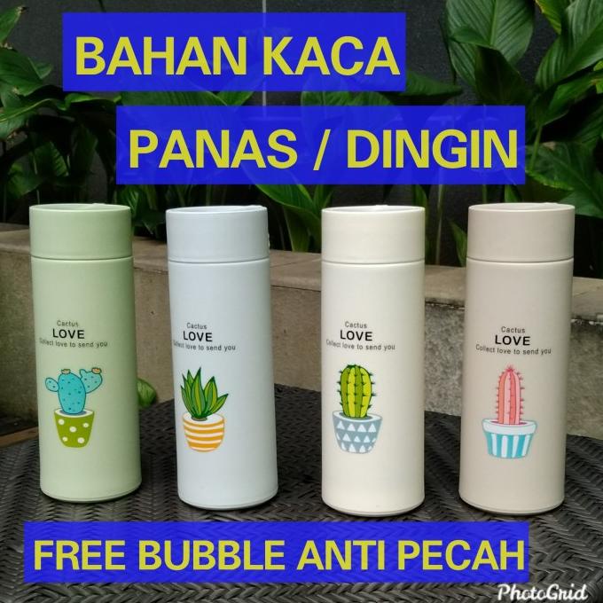 Jual [Free Bubble] Botol Minum Kaca Cactus Love 400 Ml | Shopee Indonesia