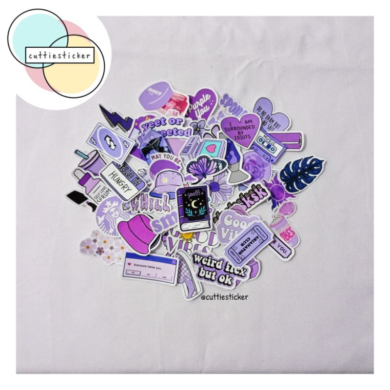 Jual STIKER AESTHETIC UNGU LUCU DAN TERJANGKAU (50 PCS) | Shopee Indonesia