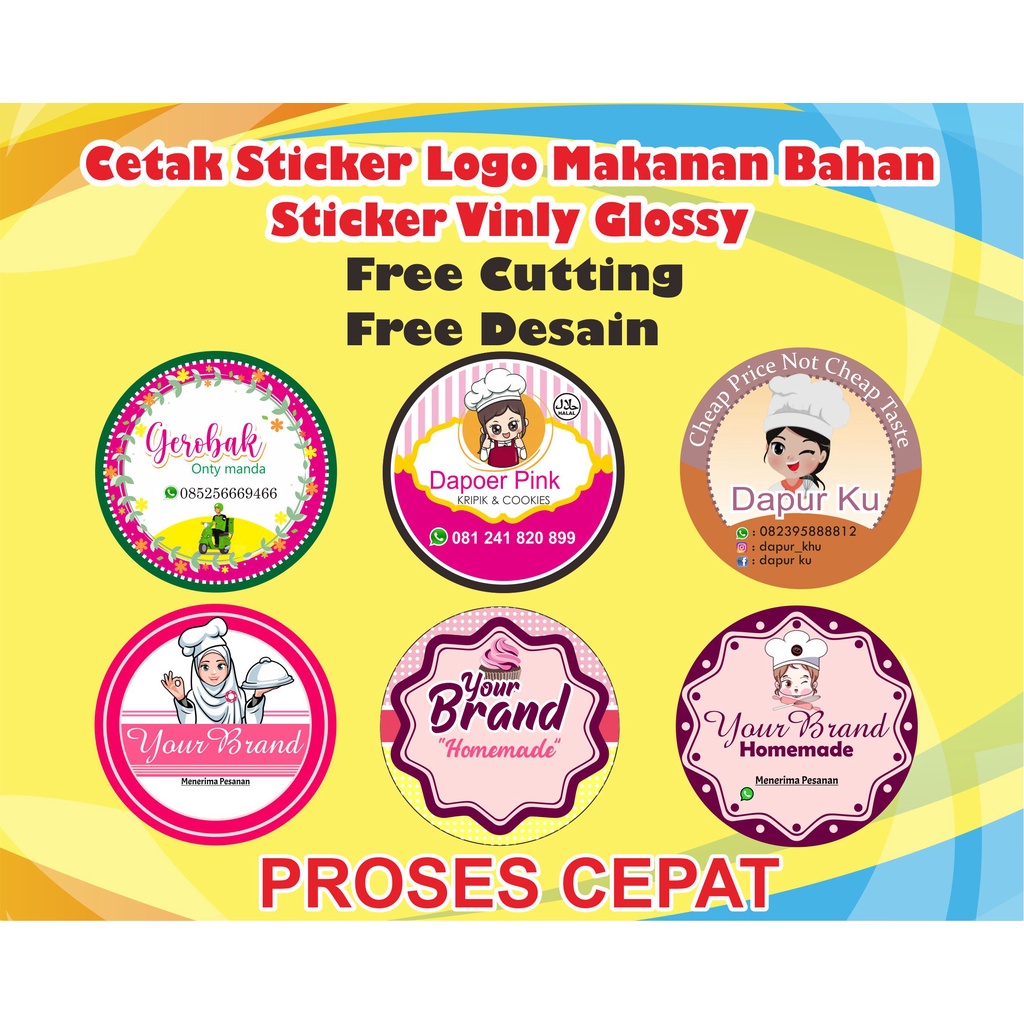 Jual Sticker Label Makanan Vinyl Pola Bulat / Kotak Sudah di Kiss Cut ...