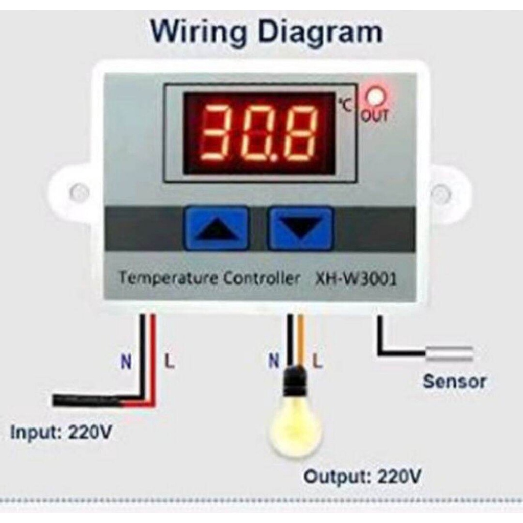 Jual XH-W3001 THERMOSTAT 220 AC 10AMPERE 150WATT NTC 10K TEMPERATUR ...