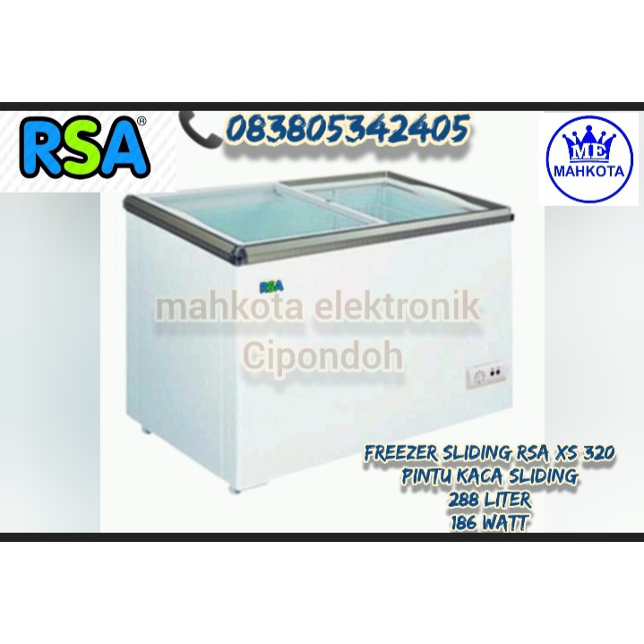 Jual FREEZER BOX RSA XS 320 PINTU KACA GESER (ONLY JABODETABEK, BANGKA ...