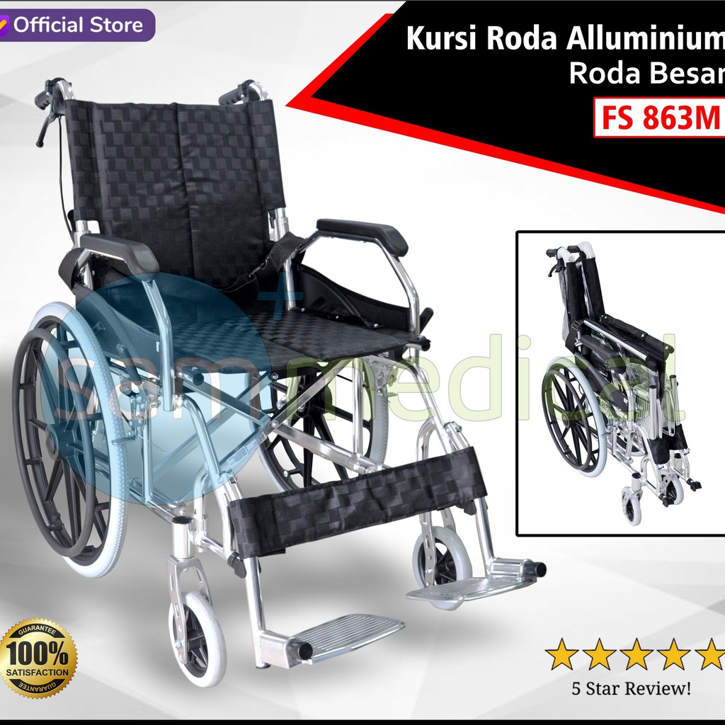 Jual Kursi Roda Ringan Alluminium / Kursi Roda Standar / Wheelchair ...