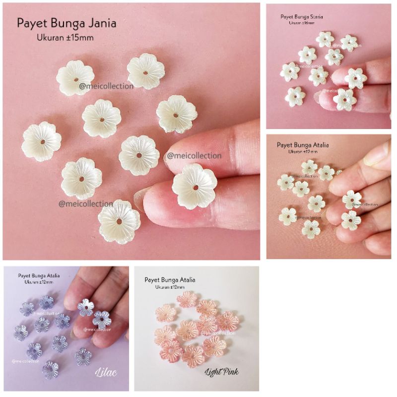 Jual payet bunga mutiara mote kelopak broken white jania atalia seruni ...