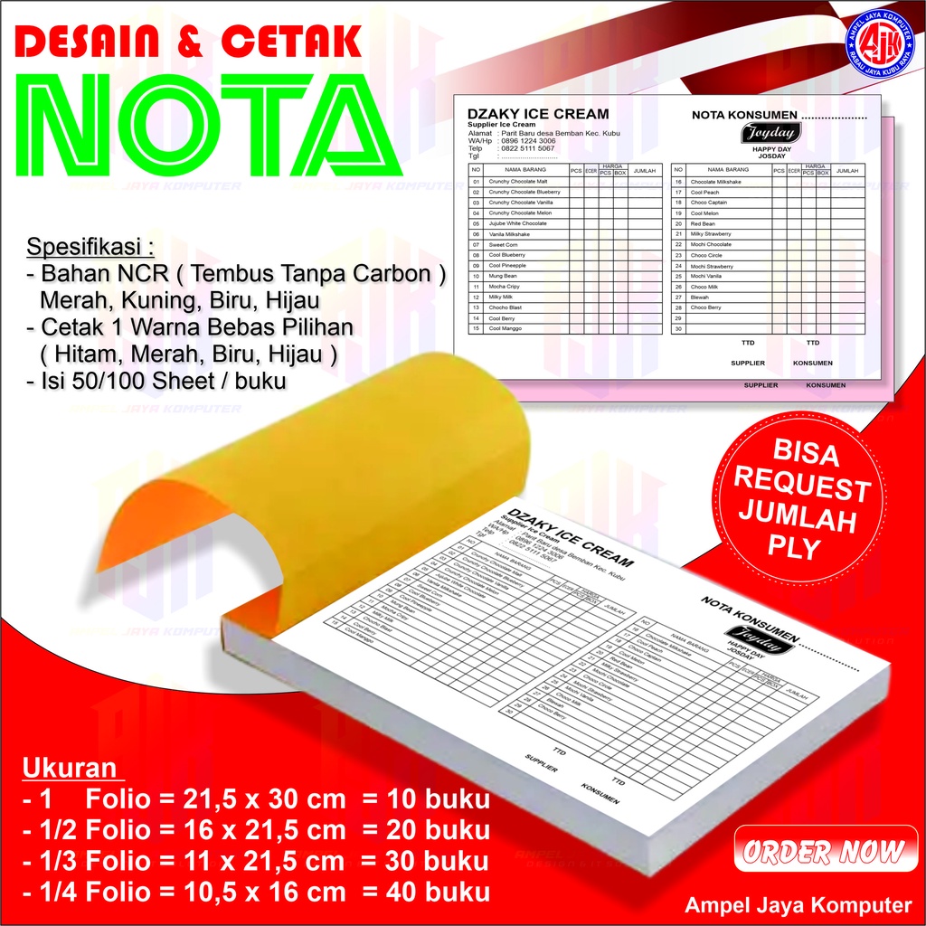 Jual Nota Bon Faktur Surat Jalan Kwitansi CUSTOM | Shopee Indonesia