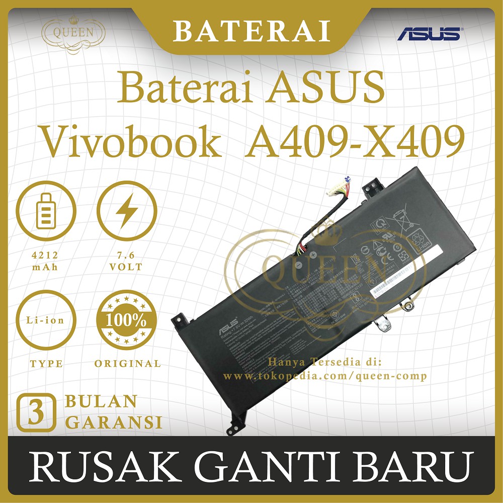 Jual Baterai Laptop Asus Vivobook A409-X409 Series ORIGINAL MODEL= B21N1818-2 | Shopee Indonesia