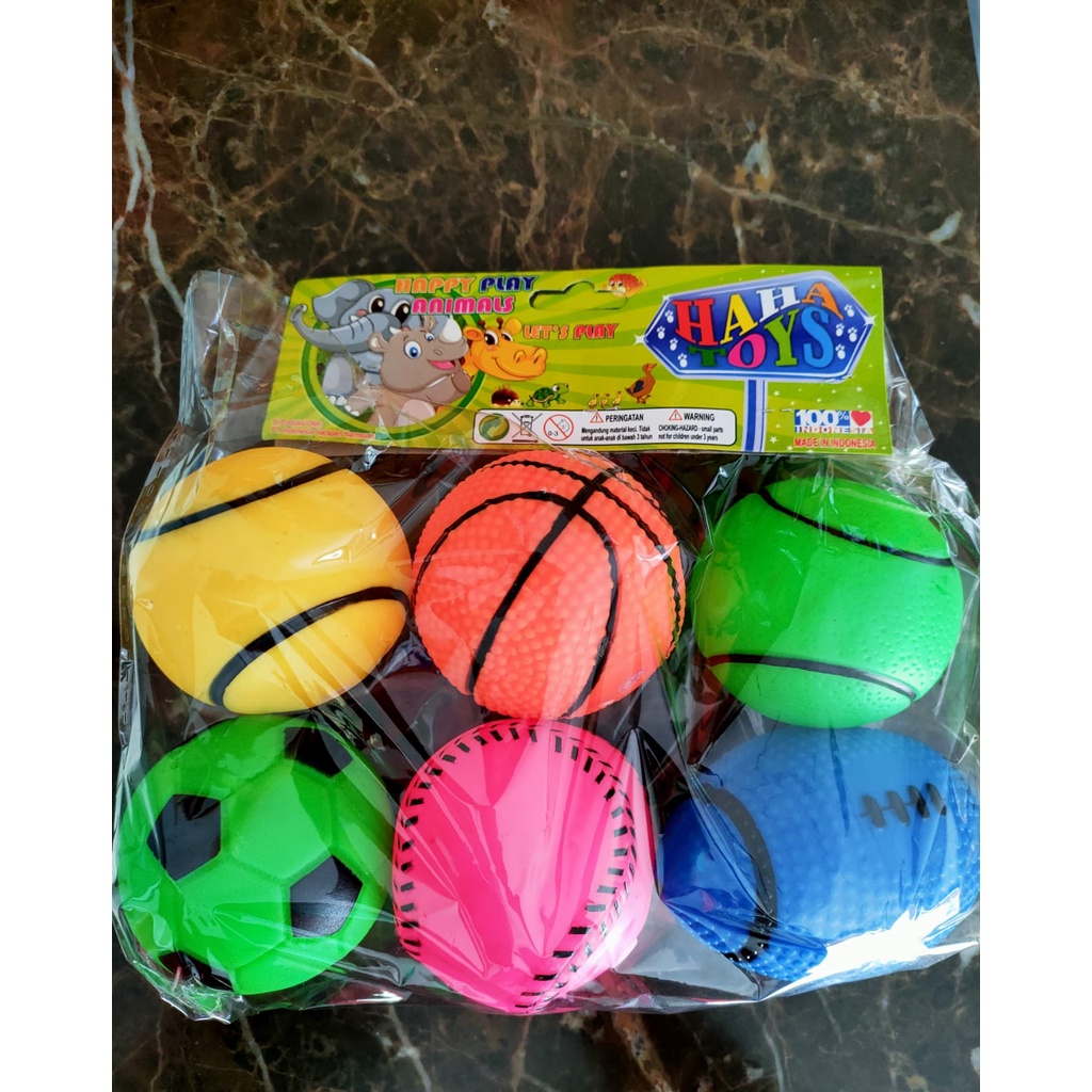 Jual Mainan bola karet vinyl vinil bayi set isi 6 ball bunyi cicit ...