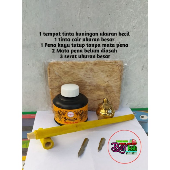 Jual satu set paket hemat peralatan menulis lengkap Pena kayu pena tutul pena celup bak tinta ...