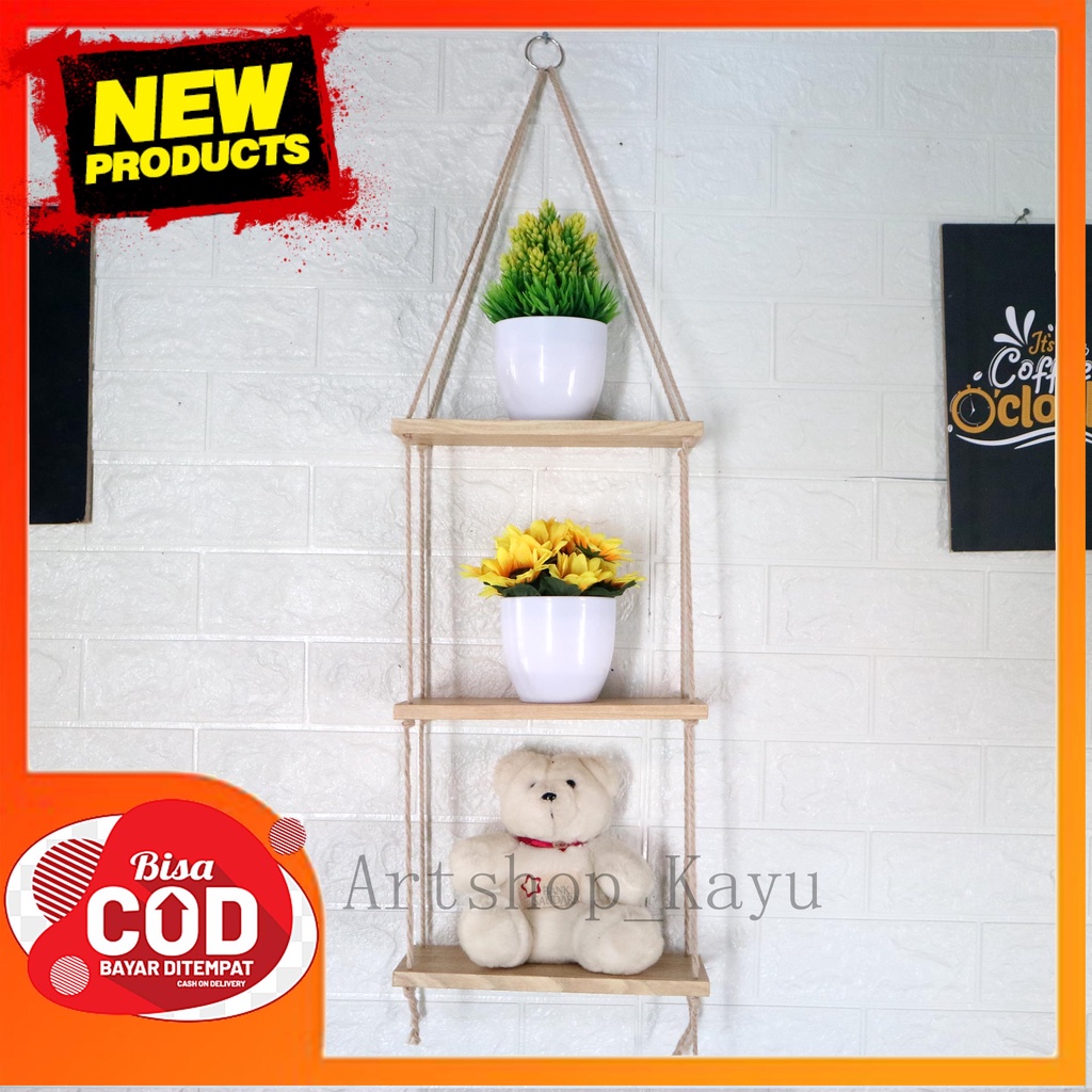 Jual RAK DINDING KAYU Minimalis / RAK SERBAGUNA / RAK Dinding Tali ...