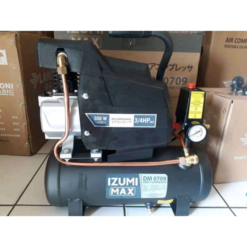 Jual Mesin Kompresor Angin Listrik 3/4Hp 9L 1 Phase Izumi Max DM-0709 JAPAN TECHNOLOGY | Shopee ...