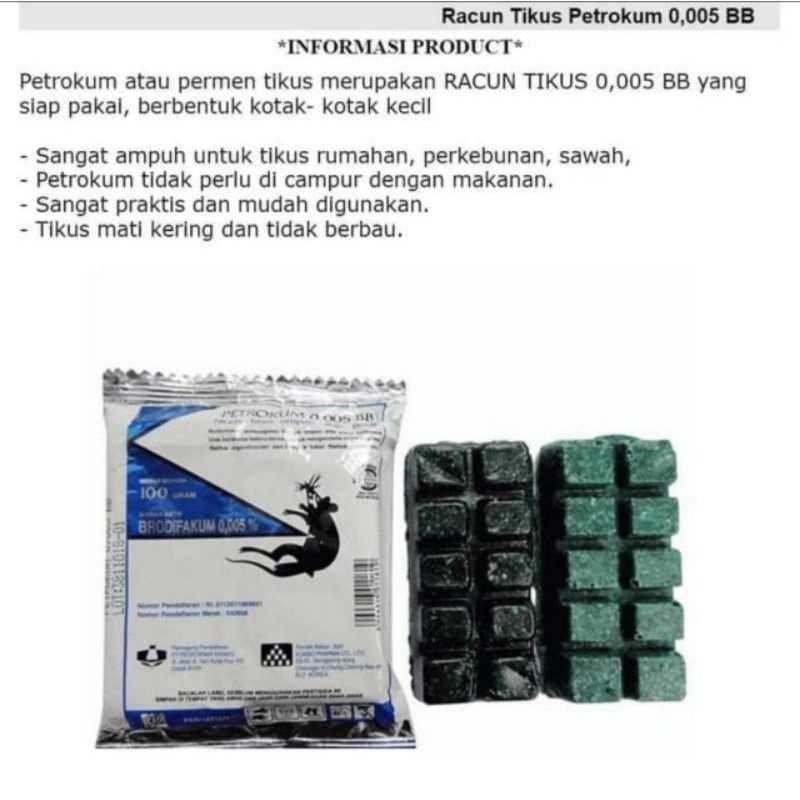 Jual Racun Tikus Petrokum / Pembasmi Tikus Mati Kering Tidak Berbau ...